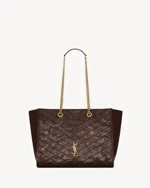 Saint Laurent Niki East/west Shopping Bag In Vintage Leather - Arabica