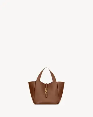 Saint Laurent Le 5 À 7 Baby Bea In Grained Leather - Toasted Brown