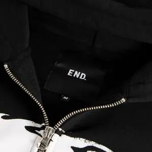 END. Whippet Graphic Zip Hoodie - Black