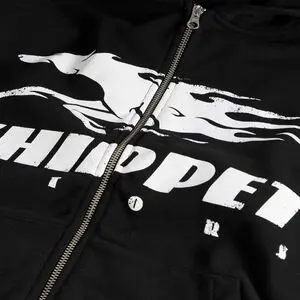 END. Whippet Graphic Zip Hoodie - Black