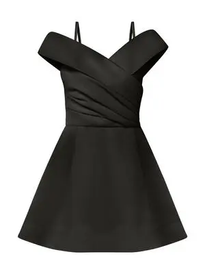 TIA DORRAINE Off-the-shoulder Flared Mini Dress - Black