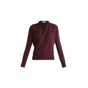 PAISIE Long Sleeve Knitted Wrap Top - Purple