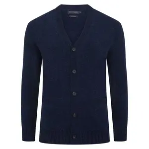 PAUL JAMES KNITWEAR Lambswool Alfie Cardigan Oxford - Blue