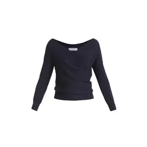 PAISIE Knitted Wrap Top With Long Sleeves