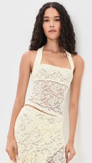 Lioness Palisades Halter Top In Lace - Lemontini