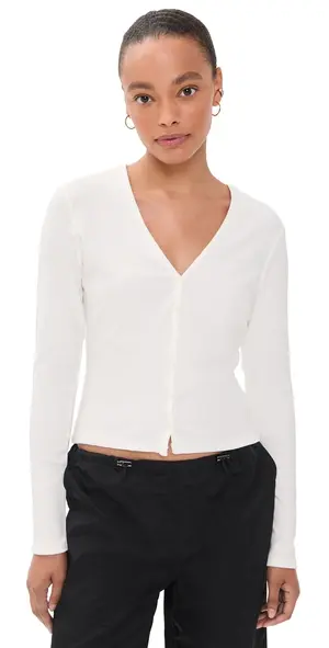 Good American Rib Cardigan - Chalk