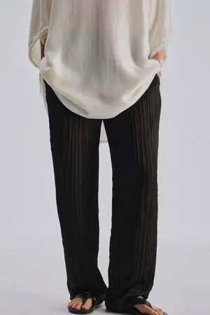 THE ROW Mid-rise Cotton Voile Straight Leg Pants