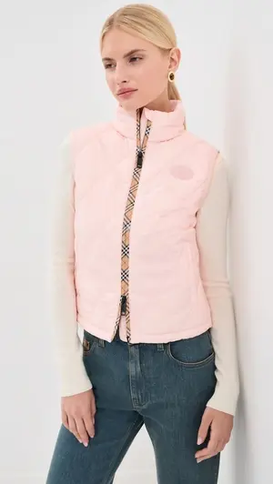 Burberry Quilted Vest With Checkered Trim