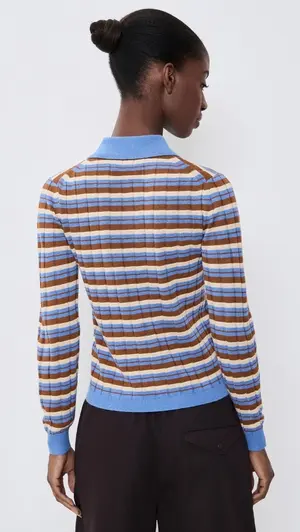 Guest In Residence Track Polo Ribbed Knit With Stripe Pattern