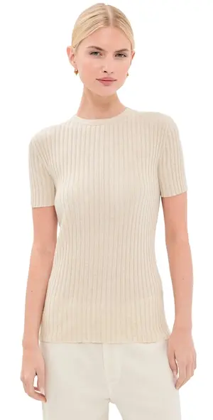 THE ELDER STATESMAN Superlight Ellie Rib Knit Cashmere Tee