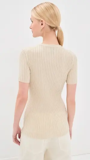 THE ELDER STATESMAN Superlight Ellie Rib Knit Cashmere Tee