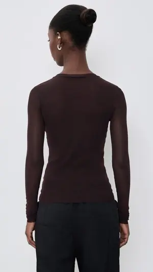 MEIMEIJ Tulle Long Sleeve Fitted Top