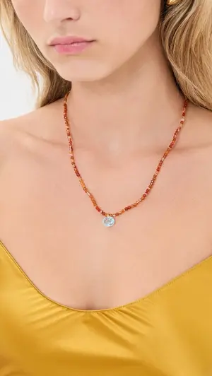 Chan Luu Beaded Necklace With Semi-precious Stones And Yellow Gold Plated Silver
