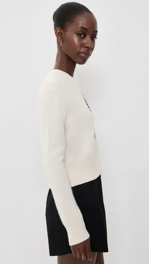 WHITE & WARREN Cashmere Tennis Graphic Sweatshirt