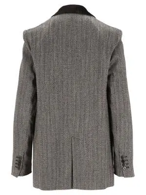 FORTE_FORTE Jaspe" Chevron Blazer With Velvet Collar