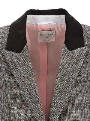FORTE_FORTE Jaspe" Chevron Blazer With Velvet Collar