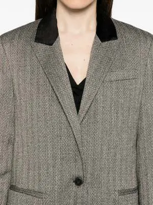 FORTE_FORTE Jaspe" Chevron Blazer With Velvet Collar