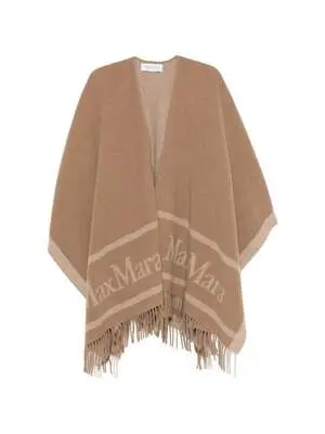 Max Mara Jacquard Wool Poncho - Cream