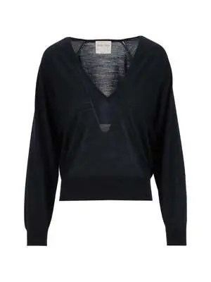 FORTE_FORTE V-neck Lightweight Wool Blend Sweater