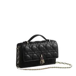 Dior Cannage Lambskin Mini Bag With Gold-tone Charms - Black