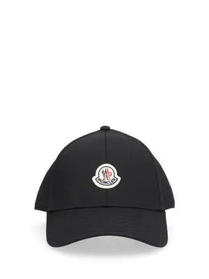 Moncler Cotton Baseball Cap With Applied Logo - Black