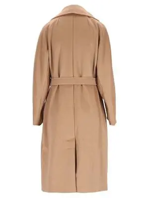 Max Mara Drap Wool Long Coat Double Breasted - Cream