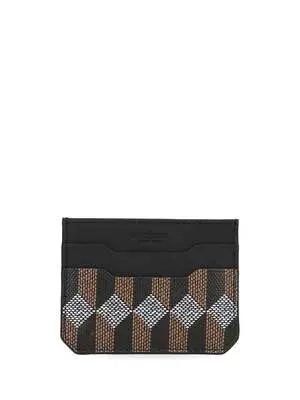 AU DEPART Printed Leather Card Holder - Black