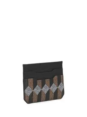 AU DEPART Printed Leather Card Holder