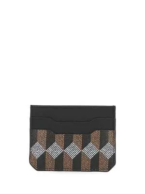 AU DEPART Printed Leather Card Holder