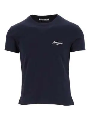Acne Studios Organic Cotton T-shirt With Embroidered Logo - Blue