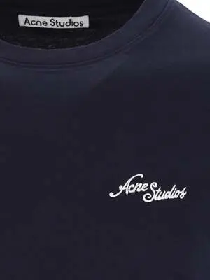 Acne Studios Organic Cotton T-shirt With Embroidered Logo - Blue