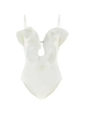 Zimmermann Solstice One-piece Swimsuit With Ruffles And Metallic Detail - White
