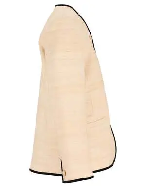 Valentino Garavani Silk Linen Blazer With Velvet Trim