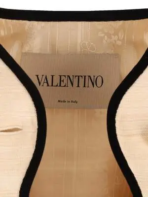 Valentino Garavani Silk Linen Blazer With Velvet Trim