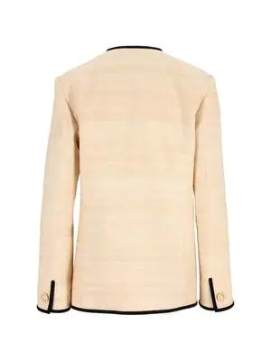 Valentino Garavani Silk Linen Blazer With Velvet Trim