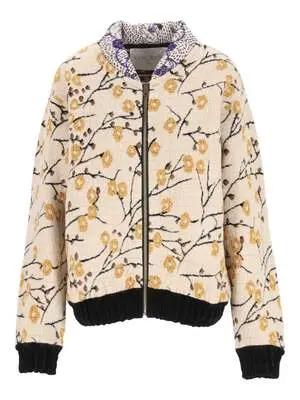 FORTE_FORTE Cherry Blossom Jacquard Bomber Jacketcherry Blossom Jacquard Bomber Jacket - White
