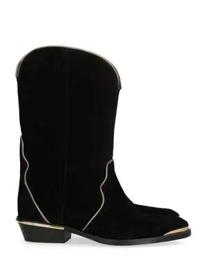 Isabel Marant Étoile Suede Ankle Boots With Gold Tone Detail - Black