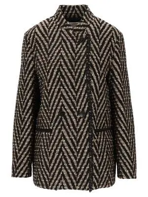 FORTE_FORTE Forte_forte Chevron Jacquard Oversized Jacket With Lamé And Sequins