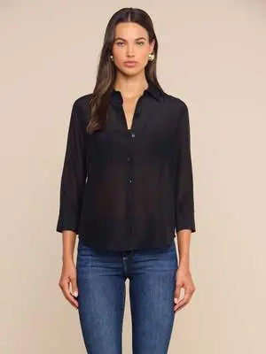 L'Agence Dani Cotton-silk Blouse - Black