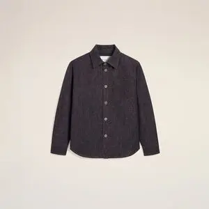 AMI Paris Blue Cotton Overshirt With De Coeur Logo