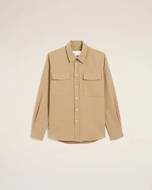 AMI Paris Beige Wool Shirt Beige - Mastic Beige