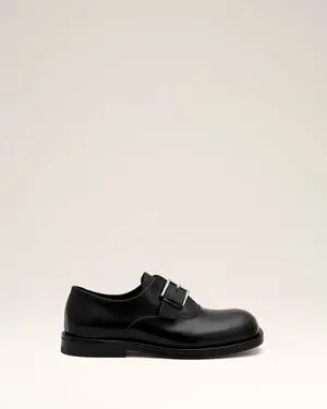AMI Paris Cow Leather Monk Strap Shoes - Black