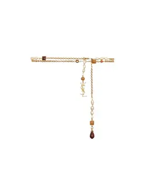 Saint Laurent Double-strand Cable Chain Belt With Cassandre Pendant