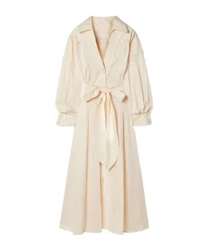 Johanna Ortiz Lapel Long-sleeved Maxi Dress