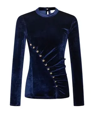 Rabanne Draped Velvet Top - Black