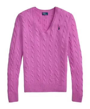 Polo Ralph Lauren Cable-knit V-neck Sweater - Pink