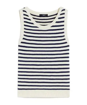 Max Mara Maglia A Coste In Filato Di Cotone Blu - White