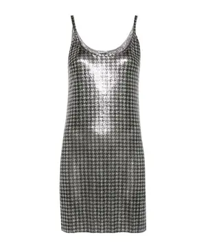 Rabanne Houndstooth Sleeveless Mini Dress - Silver/black