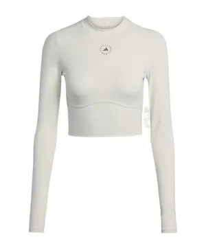 Adidas By Stella McCartney Long Sleeve Cropped Training Top - Beige-smc