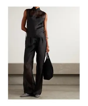 Le Kasha High-waisted Wide-leg Sheer Organza Pants